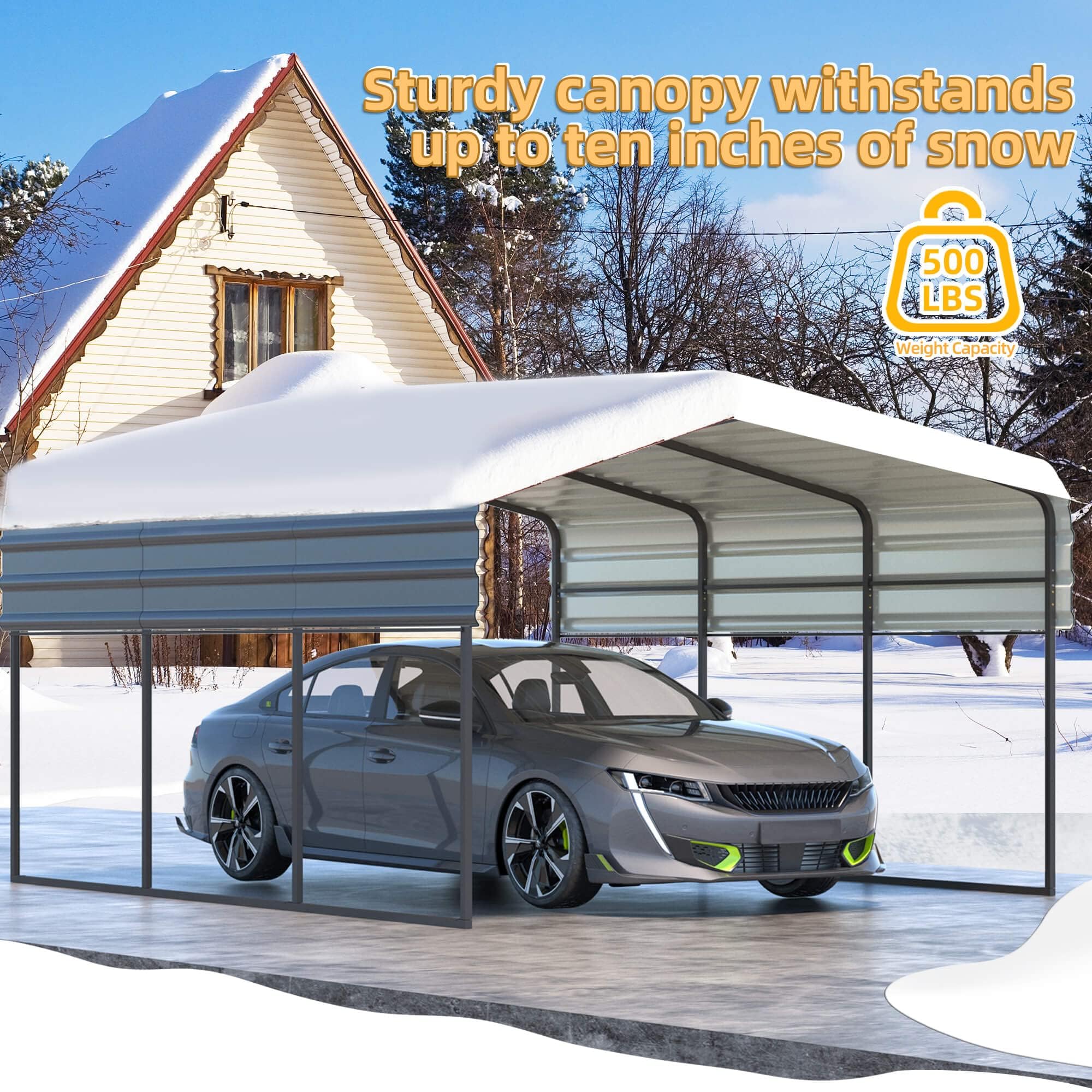 HOMMOW 10'x15' Heavy Duty Carport, Multi-Purpose Shade with Galvanized Steel Roof, Upgraded Extra Large Metal Garage for Car, Boats and Tractors, Car Shelter and Shade