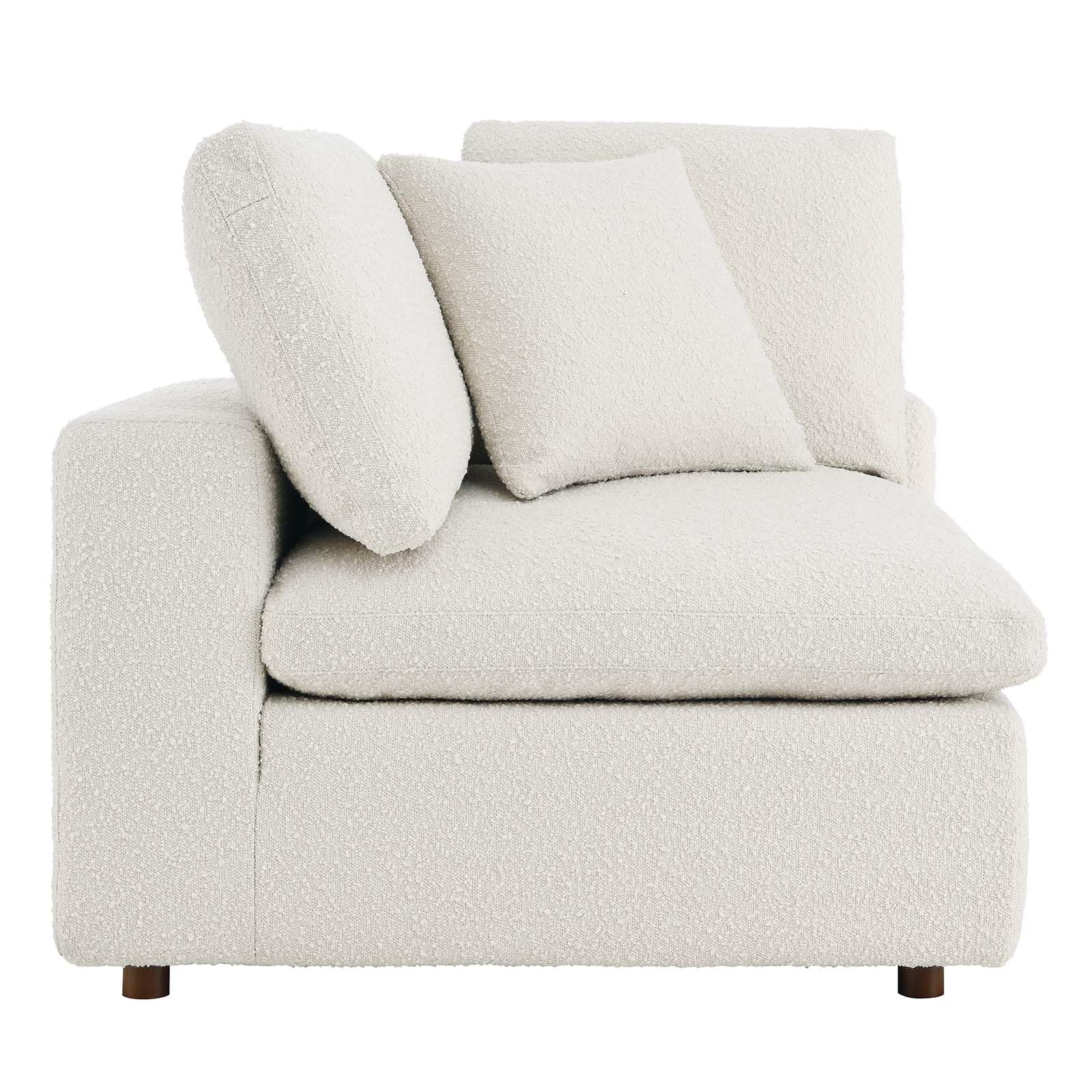 Modway Modular Sofa Commix Down-Filled Overstuffed Boucle Sectional Sofa Corner Chair in Ivory