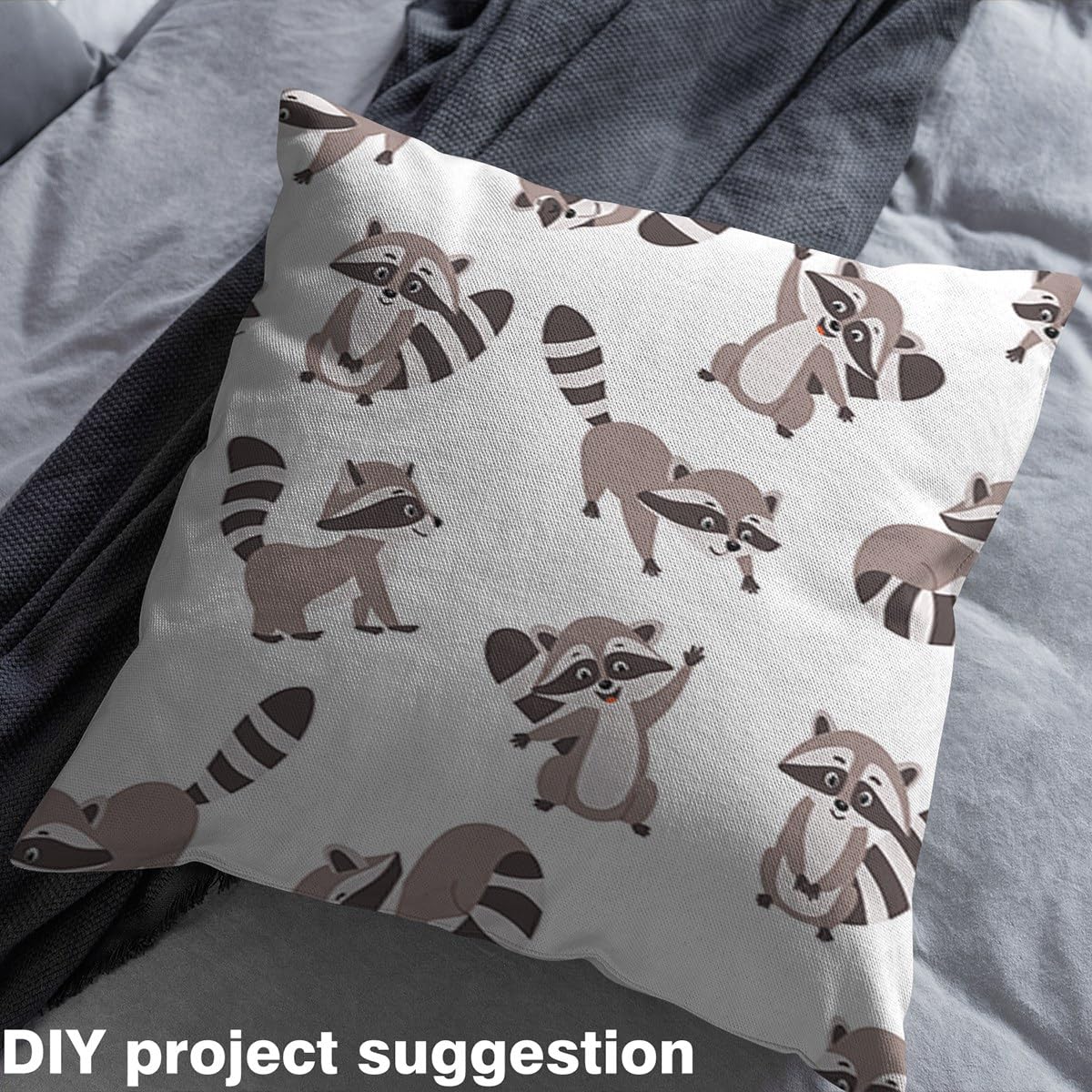 Cute Raccoon Decorative Fabric by The Yard Cartoon Wildlife Animal Indoor Outdoor Upholstery Fabric Kawaii Bear Fabric for Quilting Sewing Arts DIY Craft,1 Yard