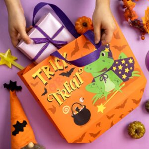 Loveinside Halloween Medium Recycled Gifts Bags with Handles, Reusable Halloween Party Gift Bag, Shopping Bag - 13" x 5" x 10", 1 Pcs, Frog Design