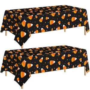 durony 2 pieces halloween candy corn disposable tablecloths 108 x 54 inch candy corn plastic table cloth rectangle tablecloth waterproof table cover decoration for halloween party supplies