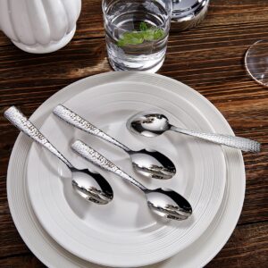 KEAWELL Premium 4-Piece Louis Hammered Spoons Set, 18/10 Stainless Steel, Set of 4, Fine Spoon Set with Squared Edge, Dishwasher Safe (6.4" Teaspoon)