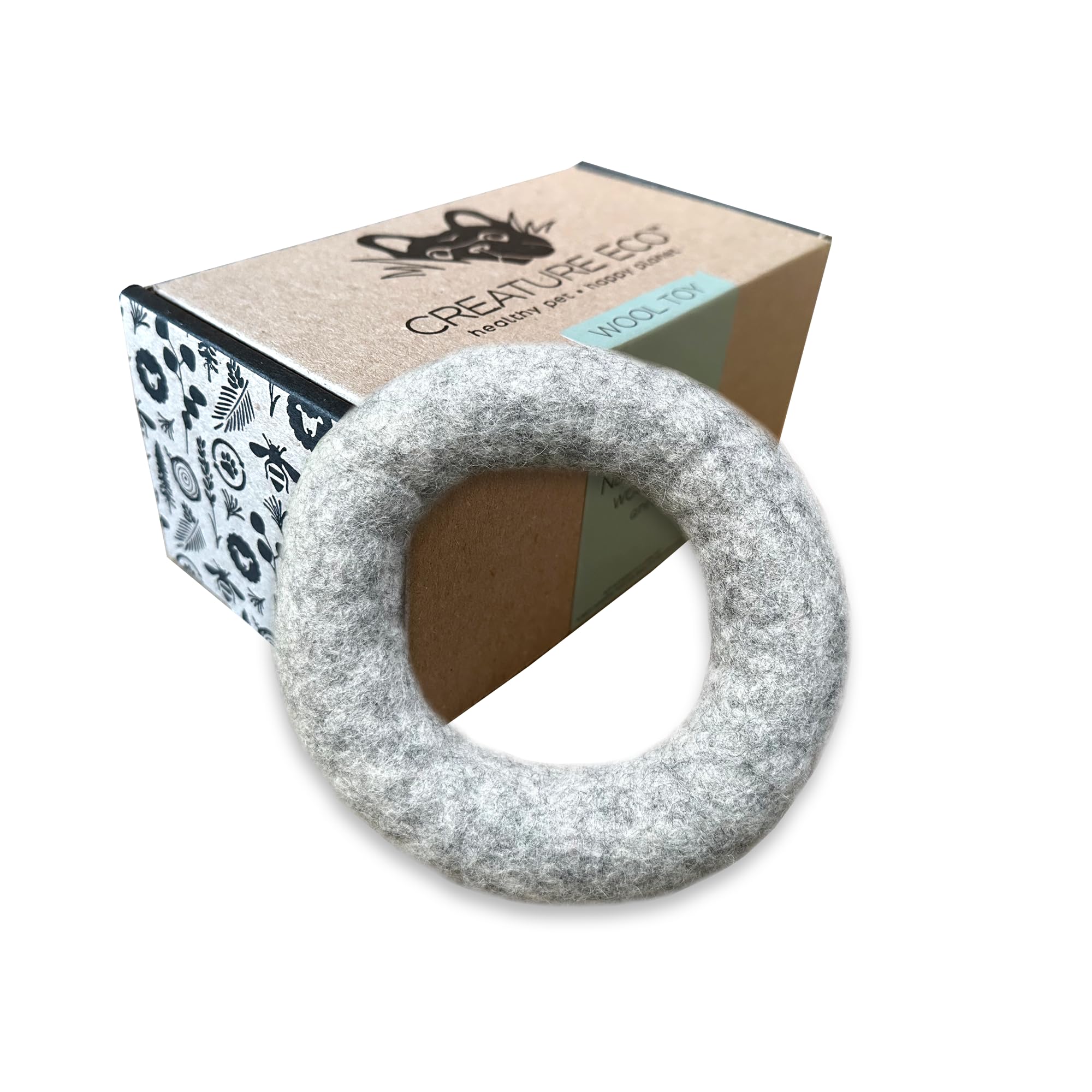 Creature ECO Organic Wool Ring Dog Toys for Moderate Chewers - Eco-Friendly Puppy Toys for Interactive Play - Natural Non Toxic Fetch Toy, Safe for Your Pet & The Planet - 1 Pack