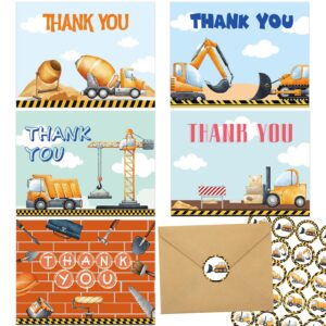 construction thank you cards 24 pack kids thank you notes greeting cards with envelopes birthday teacher gift