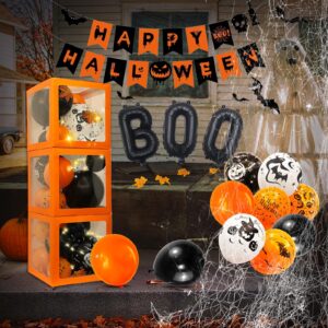 128 Pcs ​Halloween Party Decorations, Halloween Party Supplies - Halloween Balloon boxes, String Light, "HAPPY HALLOWEEN" Banner, "BOO" Banner, Multi Balloons, Bat Decor, Spider Wed