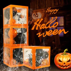 128 Pcs ​Halloween Party Decorations, Halloween Party Supplies - Halloween Balloon boxes, String Light, "HAPPY HALLOWEEN" Banner, "BOO" Banner, Multi Balloons, Bat Decor, Spider Wed