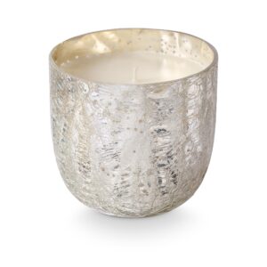 illume large boxed crackle glass candle, balsam & cedar