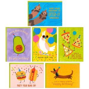 hallmark funny birthday card assortment (24 blank cards with envelopes) food puns, dog, bird, otters