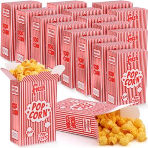 ireer 200 pcs 0.75 oz popcorn boxes, close top popcorn containers for movie party, bulk red and white striped paper popcorn boxes for popcorn machine theater night party carnival circus party supply