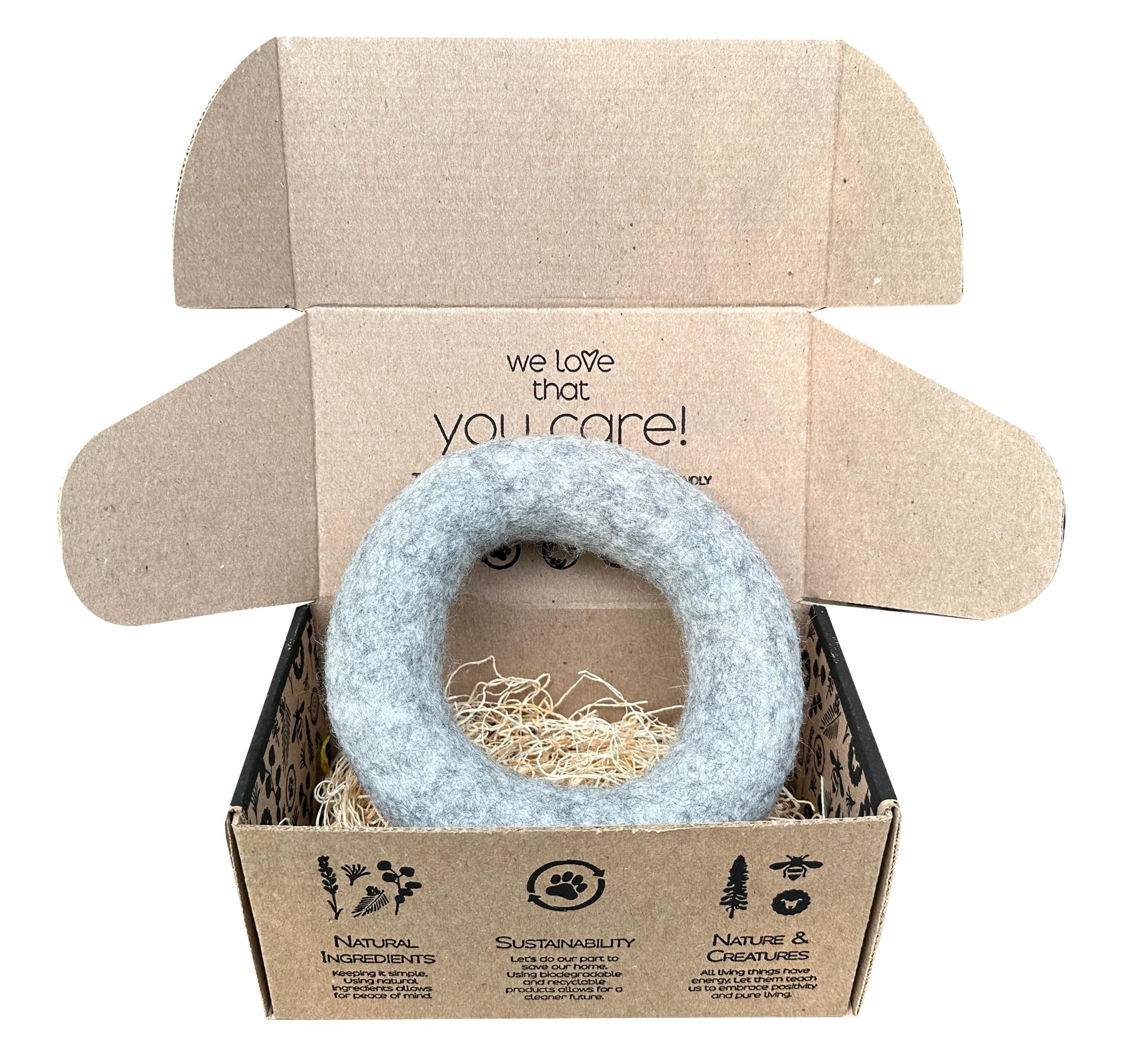 Creature ECO Organic Wool Ring Dog Toys for Moderate Chewers - Eco-Friendly Puppy Toys for Interactive Play - Natural Non Toxic Fetch Toy, Safe for Your Pet & The Planet - 1 Pack