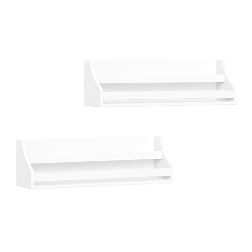 RiverRidge Kids Book Nook Wall Bookshelf Set (2 Pack) - White Shelves for Nursery, Playroom and Living Room - Spacious Shelves for Favorite Books, Albums & Keepsakes - Easy Assembly & Mounting