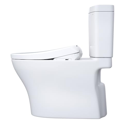 TOTO WASHLET - Aquia IV Two-Piece Elongated Dual Flush 1.28 and 0.9 GPF Toilet and Contemporary WASHLET S7 Contemporary Bidet Seat, Cotton White - MW4464726CEMGN#01