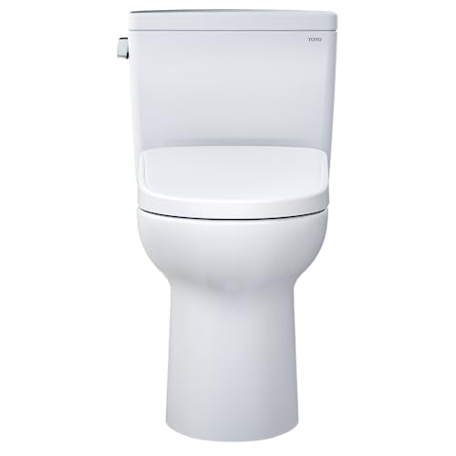 TOTO Drake WASHLET+ Two-Piece Elongated 1.6 GPF Universal Height TORNADO FLUSH Toilet with S7 Contemporary Bidet Seat, 10 Inch Rough-In, Cotton White - MW7764726CSFG.10#01