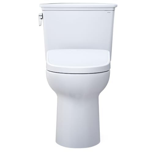 TOTO Drake Transitional WASHLET+ Two-Piece Elongated 1.28 GPF TORNADO FLUSH Toilet and S7A Contemporary Bidet Seat with Auto Flush, Cotton White - MW7864736CEGA#01