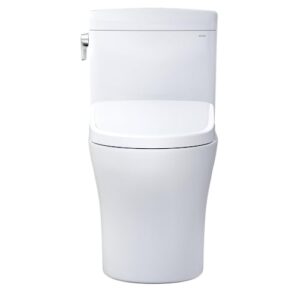 TOTO WASHLET+ Aquia IV Cube Two-Piece Elongated Dual Flush 1.28 and 0.9 GPF Toilet with S7 Contemporary Bidet Seat, Cotton White - MW4364726CEMFGN#01