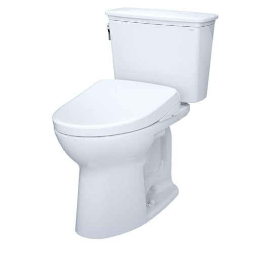 TOTO Drake Transitional WASHLET+ Two-Piece Elongated 1.28 GPF TORNADO FLUSH Toilet and S7A Contemporary Bidet Seat with Auto Flush, Cotton White - MW7864736CEGA#01