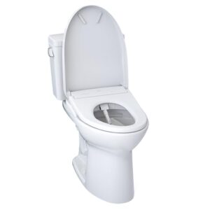 TOTO Drake WASHLET+ Two-Piece Elongated 1.6 GPF Universal Height TORNADO FLUSH Toilet and S7 Contemporary Bidet Seat with Auto Flush, Cotton White - MW7764726CSFGA#01