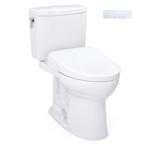 toto washlet+ drake ii 1g two-piece elongated 1.0 gpf toilet with auto flush washlet+ s7 contemporary bidet seat, cotton white - mw4544726cufga#01