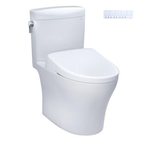 toto washlet+ aquia iv cube two-piece elongated dual flush 1.28 and 0.9 gpf toilet with s7 contemporary bidet seat, cotton white - mw4364726cemfgn#01