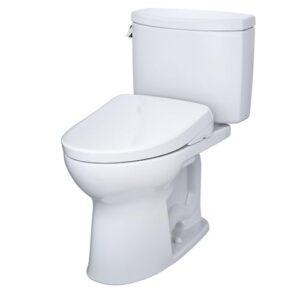 TOTO WASHLET+ Drake II Two-Piece Elongated 1.28 GPF Toilet and WASHLET+ S7 Contemporary Bidet Seat, Cotton White - MW4544726CEFG#01