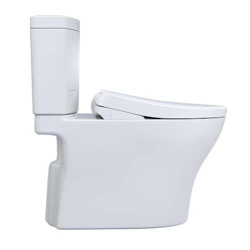 TOTO WASHLET - Aquia IV Two-Piece Elongated Dual Flush 1.28 and 0.9 GPF Toilet and Contemporary WASHLET S7 Contemporary Bidet Seat, Cotton White - MW4464726CEMGN#01