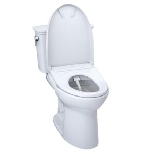 TOTO Drake Transitional WASHLET+ Two-Piece Elongated 1.28 GPF TORNADO FLUSH Toilet and S7A Contemporary Bidet Seat with Auto Flush, Cotton White - MW7864736CEGA#01