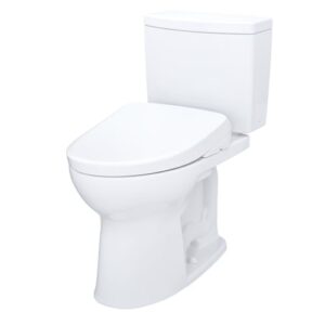 TOTO WASHLET+ Drake II 1G Two-Piece Elongated 1.0 GPF Toilet with Auto Flush WASHLET+ S7 Contemporary Bidet Seat, Cotton White - MW4544726CUFGA#01