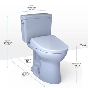 TOTO Drake WASHLET+ Two-Piece Elongated 1.6 GPF Universal Height TORNADO FLUSH Toilet and S7 Contemporary Bidet Seat with Auto Flush, Cotton White - MW7764726CSFGA#01