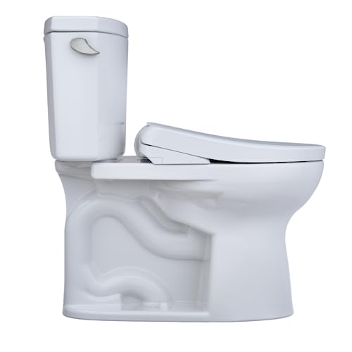 TOTO WASHLET+ Drake II Two-Piece Elongated 1.28 GPF Toilet and WASHLET+ S7 Contemporary Bidet Seat, Cotton White - MW4544726CEFG#01