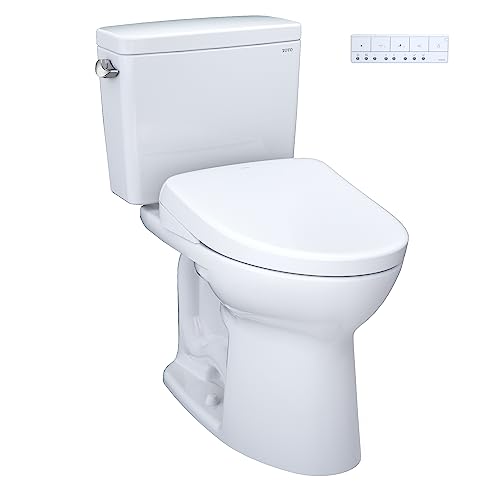 TOTO Drake WASHLET+ Two-Piece Elongated 1.6 GPF TORNADO FLUSH Toilet and S7 Contemporary Bidet Seat with Auto Flush, Cotton White - MW7764726CSGA#01