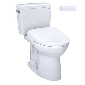 toto drake washlet+ two-piece elongated 1.6 gpf universal height tornado flush toilet with s7 contemporary bidet seat, 10 inch rough-in, cotton white - mw7764726csfg.10#01