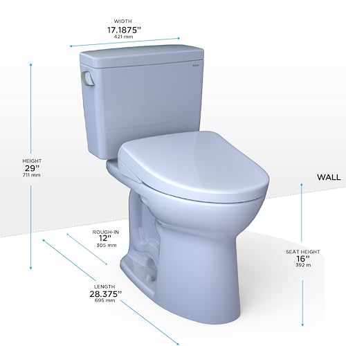 TOTO Drake WASHLET+ Two-Piece Elongated 1.6 GPF TORNADO FLUSH Toilet and S7 Contemporary Bidet Seat with Auto Flush, Cotton White - MW7764726CSGA#01