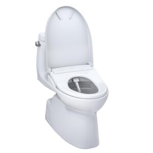 TOTO WASHLET+ Carlyle II One-Piece Elongated 1.28 GPF Toilet with Auto Flush WASHLET+ S7A Contemporary Bidet Seat, Cotton White - MW6144736CEFGA#01