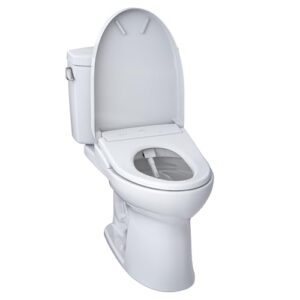 TOTO WASHLET+ Drake II Two-Piece Elongated 1.28 GPF Toilet and WASHLET+ S7 Contemporary Bidet Seat, Cotton White - MW4544726CEFG#01