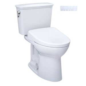 toto drake transitional washlet+ two-piece elongated 1.28 gpf tornado flush toilet with s7a contemporary bidet seat, cotton white - mw7864736ceg#01