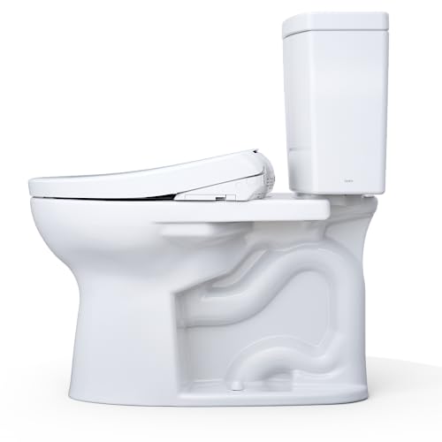 TOTO WASHLET+ Drake II 1G Two-Piece Elongated 1.0 GPF Toilet with Auto Flush WASHLET+ S7 Contemporary Bidet Seat, Cotton White - MW4544726CUFGA#01