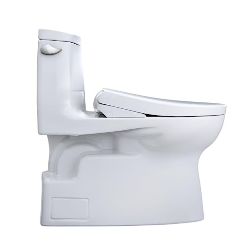 TOTO WASHLET+ Carlyle II One-Piece Elongated 1.28 GPF Toilet with Auto Flush WASHLET+ S7A Contemporary Bidet Seat, Cotton White - MW6144736CEFGA#01