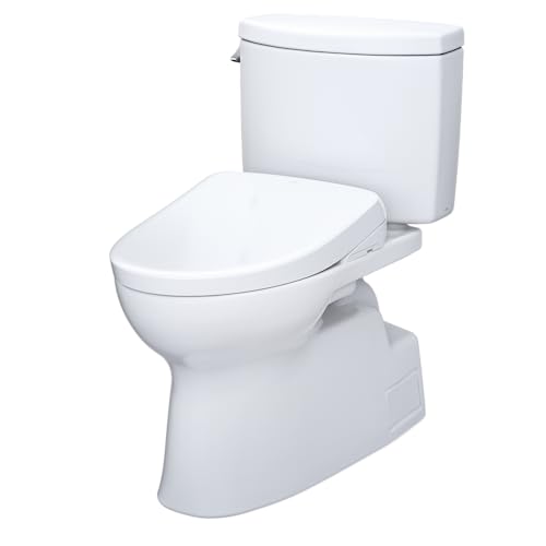 TOTO WASHLET+ Vespin II Two-Piece Elongated 1.28 GPF Toilet and WASHLET+ S7A Contemporary Bidet Seat, Cotton White - MW4744736CEFG#01