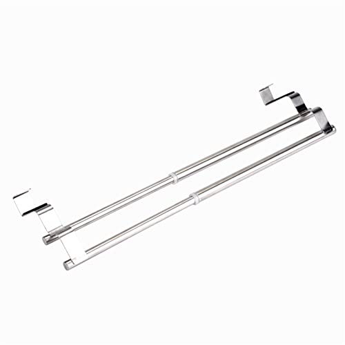 Mxzzand Bathroom Towel Bar Telescopic Towel Holder Rack Sturdy Steel Double Layers Stainless Steel Telescopic Towel Rack Hanger Bathroom Kitchen