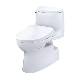 TOTO WASHLET+ Carlyle II One-Piece Elongated 1.28 GPF Toilet with Auto Flush WASHLET+ S7A Contemporary Bidet Seat, Cotton White - MW6144736CEFGA#01