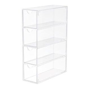 juopzkenn acrylic eyeglass storage box, 4 drawers clear sunglasses storage organizer use horizontally or vertically for eyeglass cosmetic jewelry storage