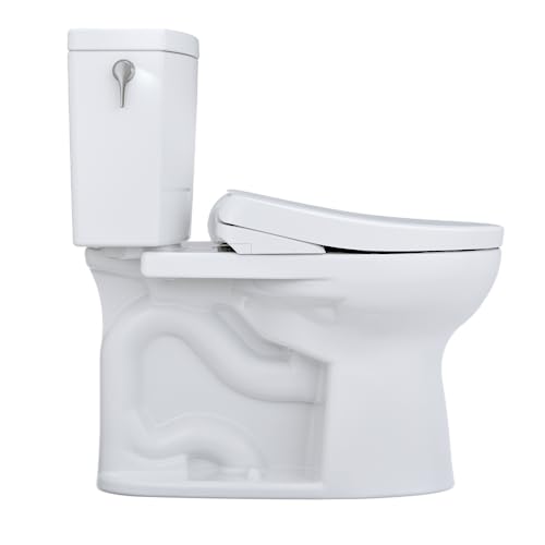 TOTO WASHLET+ Drake II 1G Two-Piece Elongated 1.0 GPF Toilet with Auto Flush WASHLET+ S7 Contemporary Bidet Seat, Cotton White - MW4544726CUFGA#01