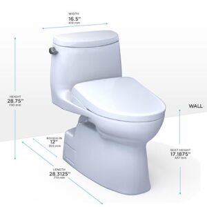 TOTO WASHLET+ Carlyle II One-Piece Elongated 1.28 GPF Toilet with Auto Flush WASHLET+ S7A Contemporary Bidet Seat, Cotton White - MW6144736CEFGA#01