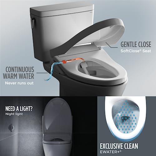 TOTO Drake WASHLET+ Two-Piece Elongated 1.6 GPF TORNADO FLUSH Toilet and S7 Contemporary Bidet Seat with Auto Flush, Cotton White - MW7764726CSGA#01