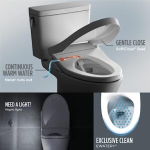 TOTO WASHLET - Aquia IV Two-Piece Elongated Dual Flush 1.28 and 0.9 GPF Toilet and Contemporary WASHLET S7 Contemporary Bidet Seat, Cotton White - MW4464726CEMGN#01