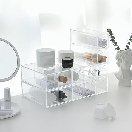 JUOPZKENN Acrylic Eyeglass Storage Box, 4 Drawers Clear Sunglasses Storage Organizer Use Horizontally or Vertically for Eyeglass Cosmetic Jewelry Storage