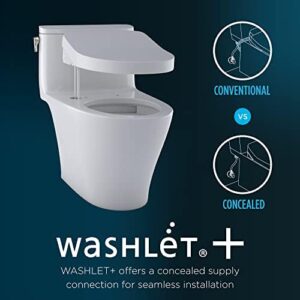 TOTO Drake WASHLET+ Two-Piece Elongated 1.28 GPF Universal Height TORNADO FLUSH Toilet and S7 Contemporary Bidet Seat with Auto Flush, 10 Inch Rough-In, Cotton White - MW7764726CEFGA.10#01