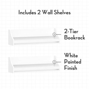 RiverRidge Kids Book Nook Wall Bookshelf Set (2 Pack) - White Shelves for Nursery, Playroom and Living Room - Spacious Shelves for Favorite Books, Albums & Keepsakes - Easy Assembly & Mounting