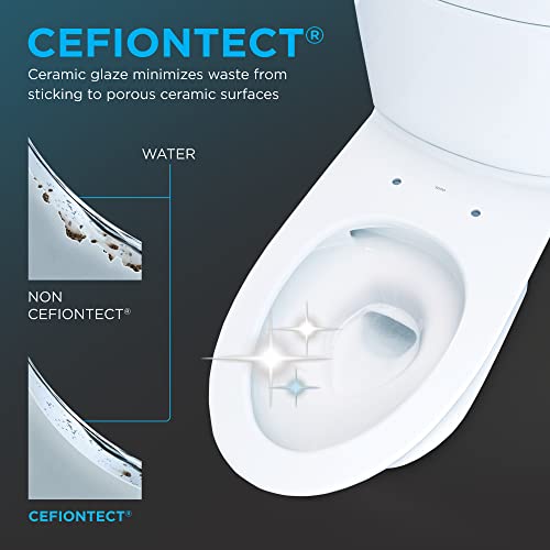 TOTO Drake WASHLET+ Two-Piece Elongated 1.6 GPF Universal Height TORNADO FLUSH Toilet and S7 Contemporary Bidet Seat with Auto Flush, Cotton White - MW7764726CSFGA#01