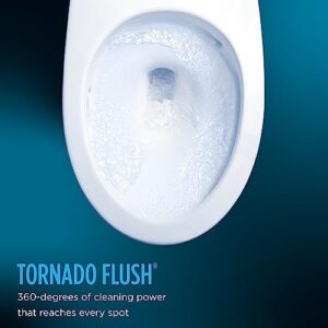 TOTO Drake WASHLET+ Two-Piece Elongated 1.6 GPF Universal Height TORNADO FLUSH Toilet and S7 Contemporary Bidet Seat with Auto Flush, 10 Inch Rough-In, Cotton White - MW7764726CSFGA.10#01